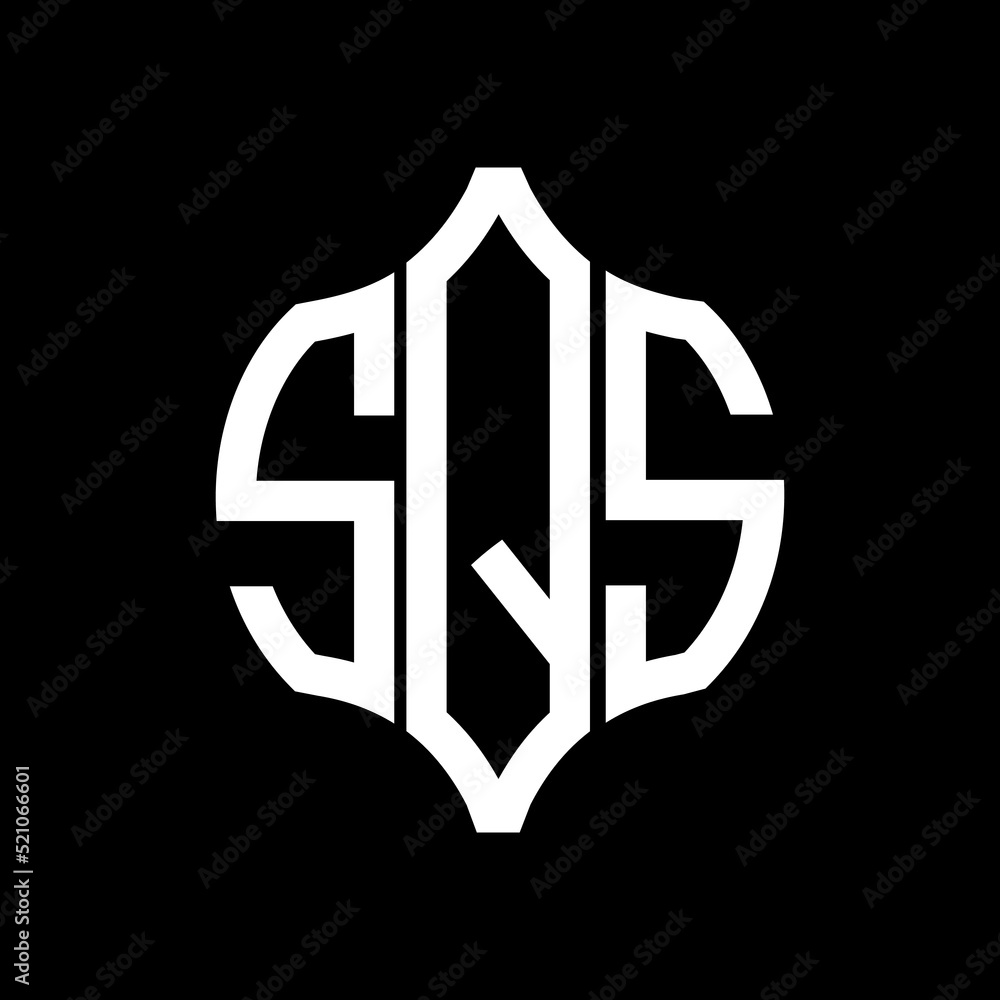 SQS letter logo. SQS best black background vector image. SQS Monogram logo design for ...
