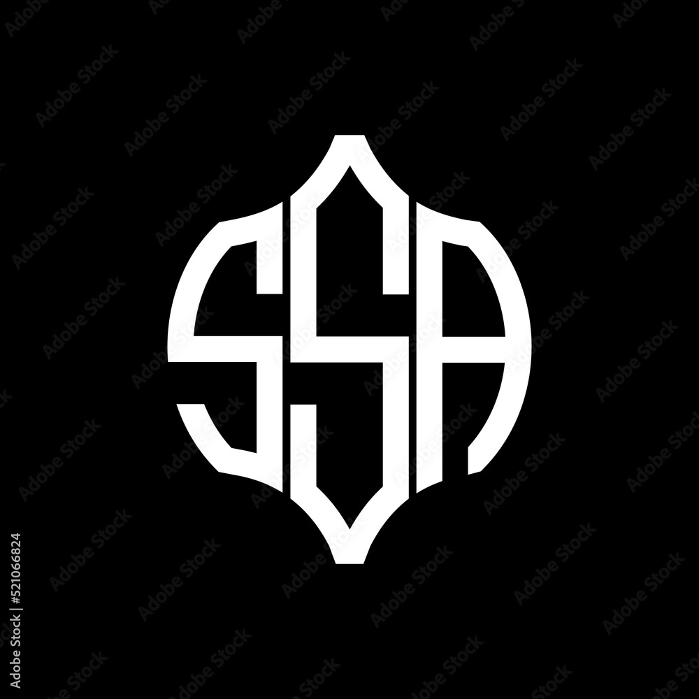 SSA letter logo. SSA best black background vector image. SSA Monogram ...