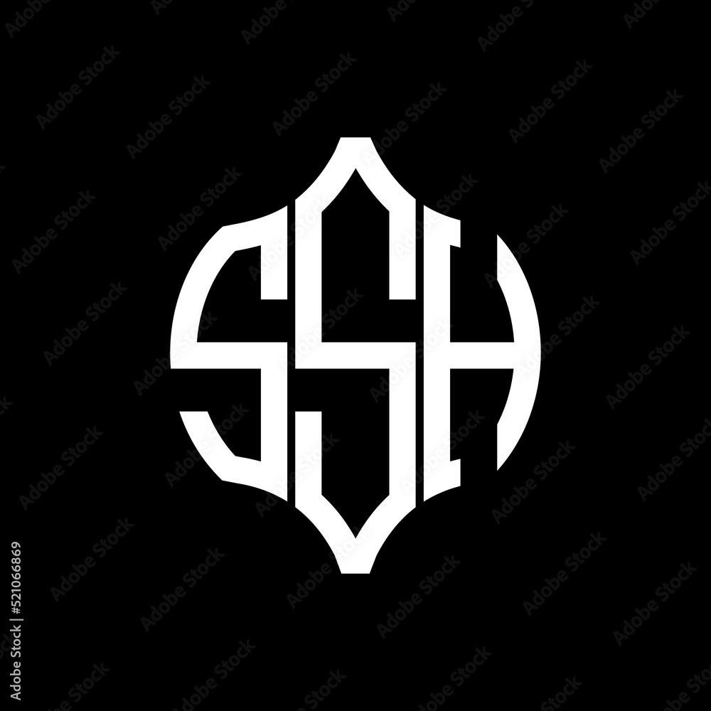 SSH letter logo. SSH best black background vector image. SSH Monogram ...