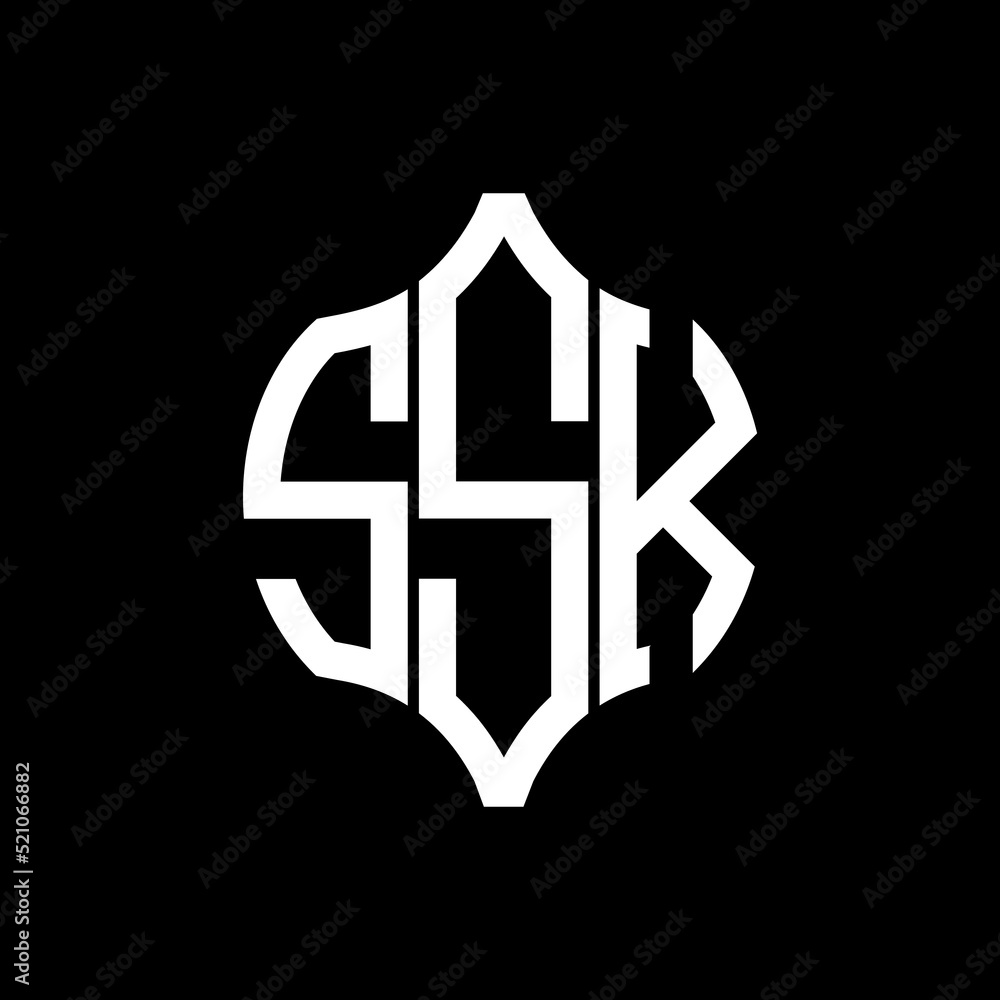 SSK letter logo. SSK best black background vector image. SSK Monogram ...
