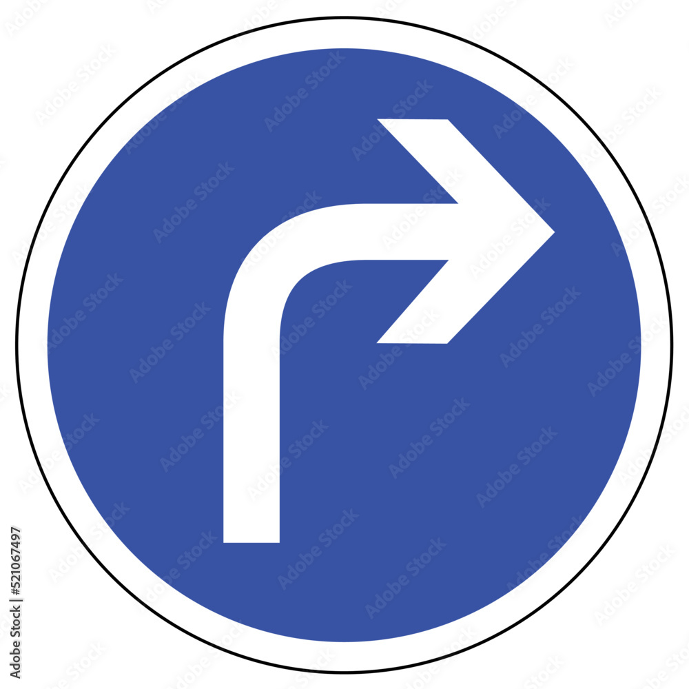 Vector illustration of a road sign showing to the right direction only ...