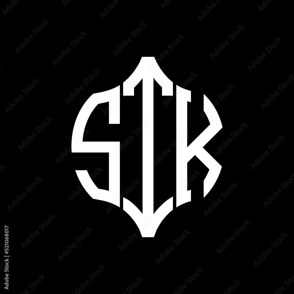 STK letter logo. STK best black background vector image. STK Monogram ...