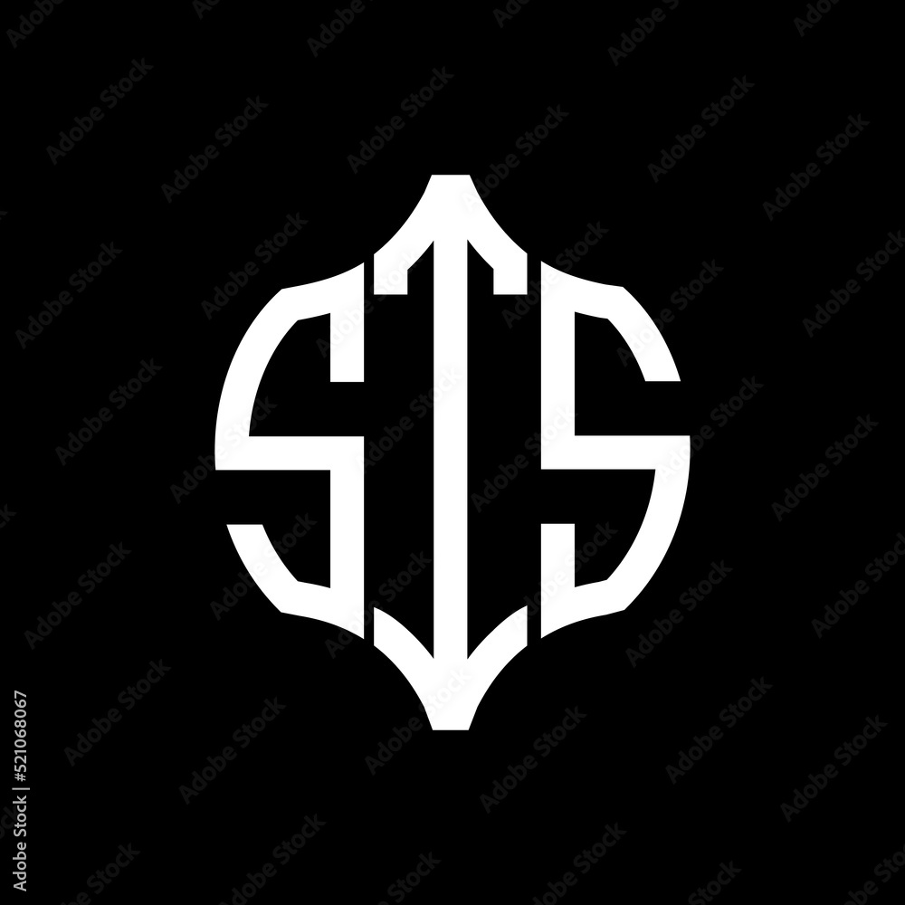 STS letter logo. STS best black background vector image. STS Monogram ...