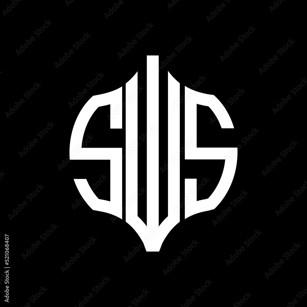 SWS letter logo. SWS best black background vector image. SWS Monogram ...