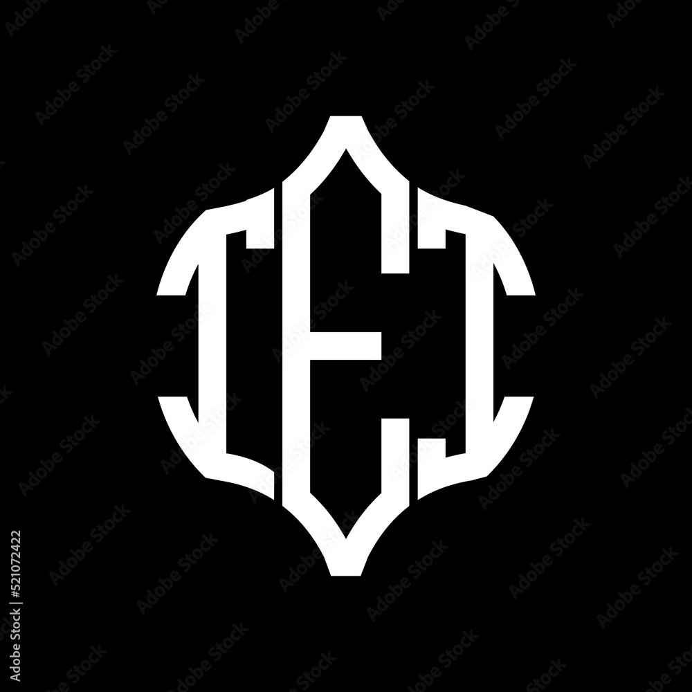 TEI letter logo. TEI best black background vector image. TEI Monogram ...