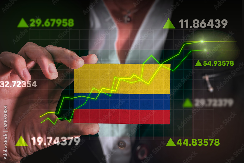 Graph growing up in Front Of Colombia Flag. business state growing up ...