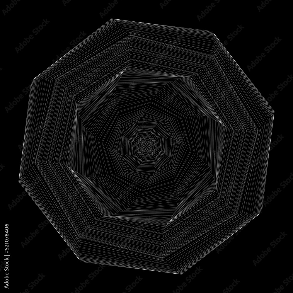 Abstract Fractal Octagon Vector Illustration Swirling White Symbol On