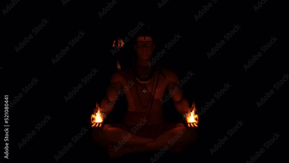 Meditating in the darkness 3D Lord Shiva Fire Control Spiritual Texture ...
