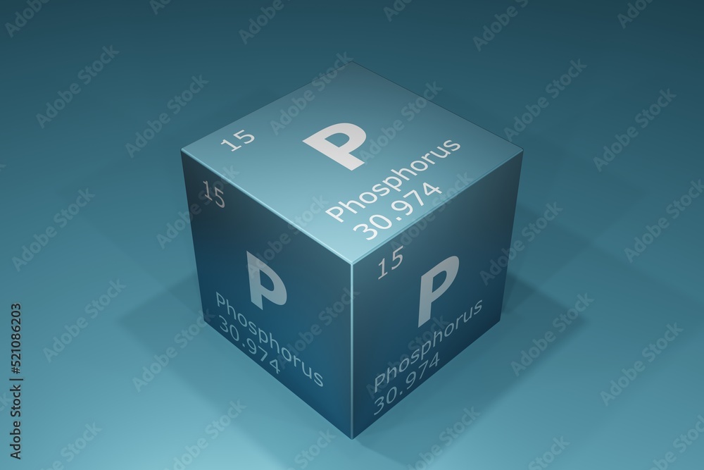 Phosphorus, 3D background of symbols of the elements of the periodic ...