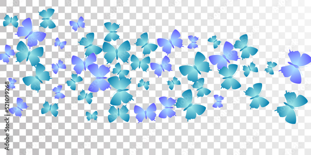Magic blue butterflies flying vector wallpaper. Summer ornate insects ...