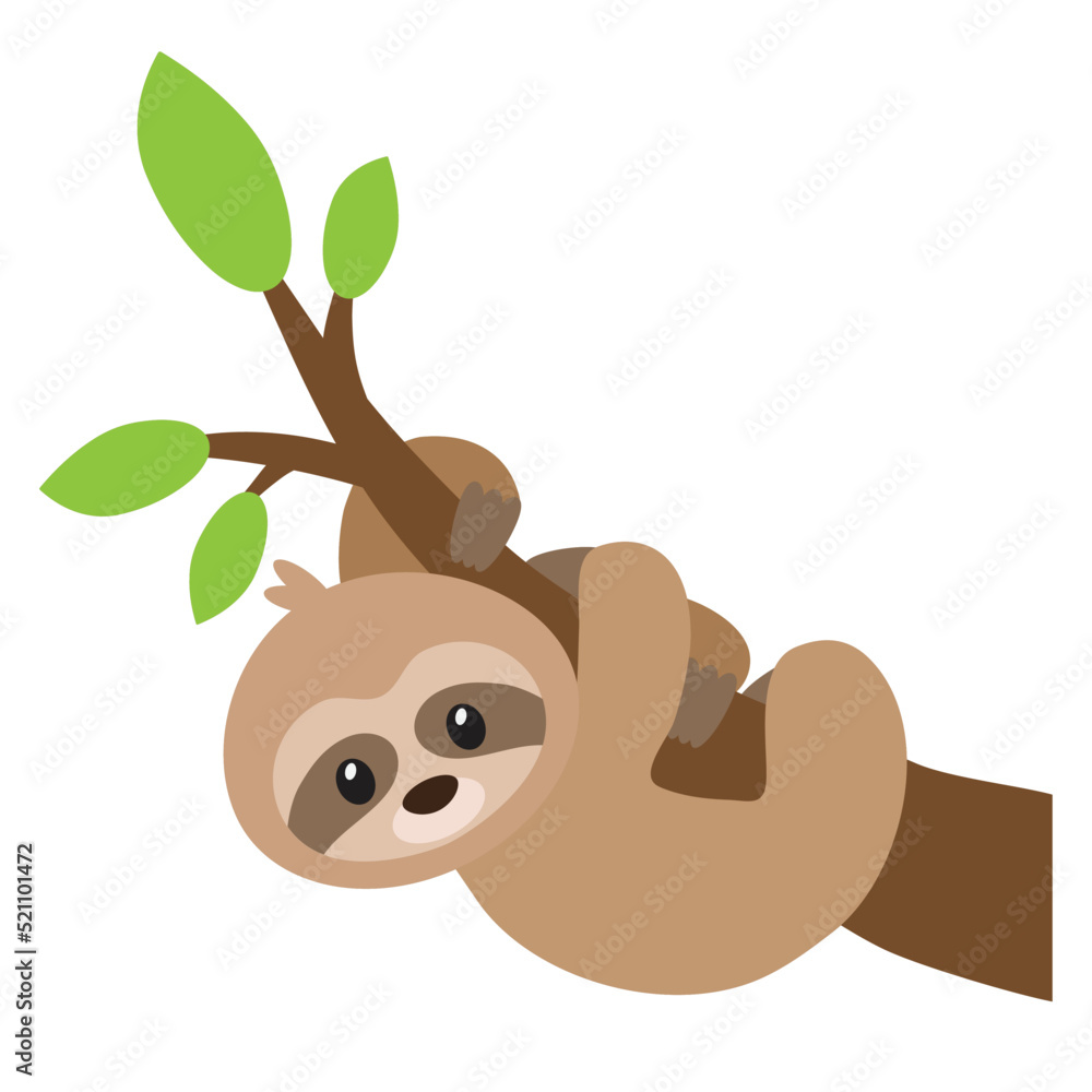 Cute baby sloth vector cartoon illustration Stock Vector | Adobe Stock