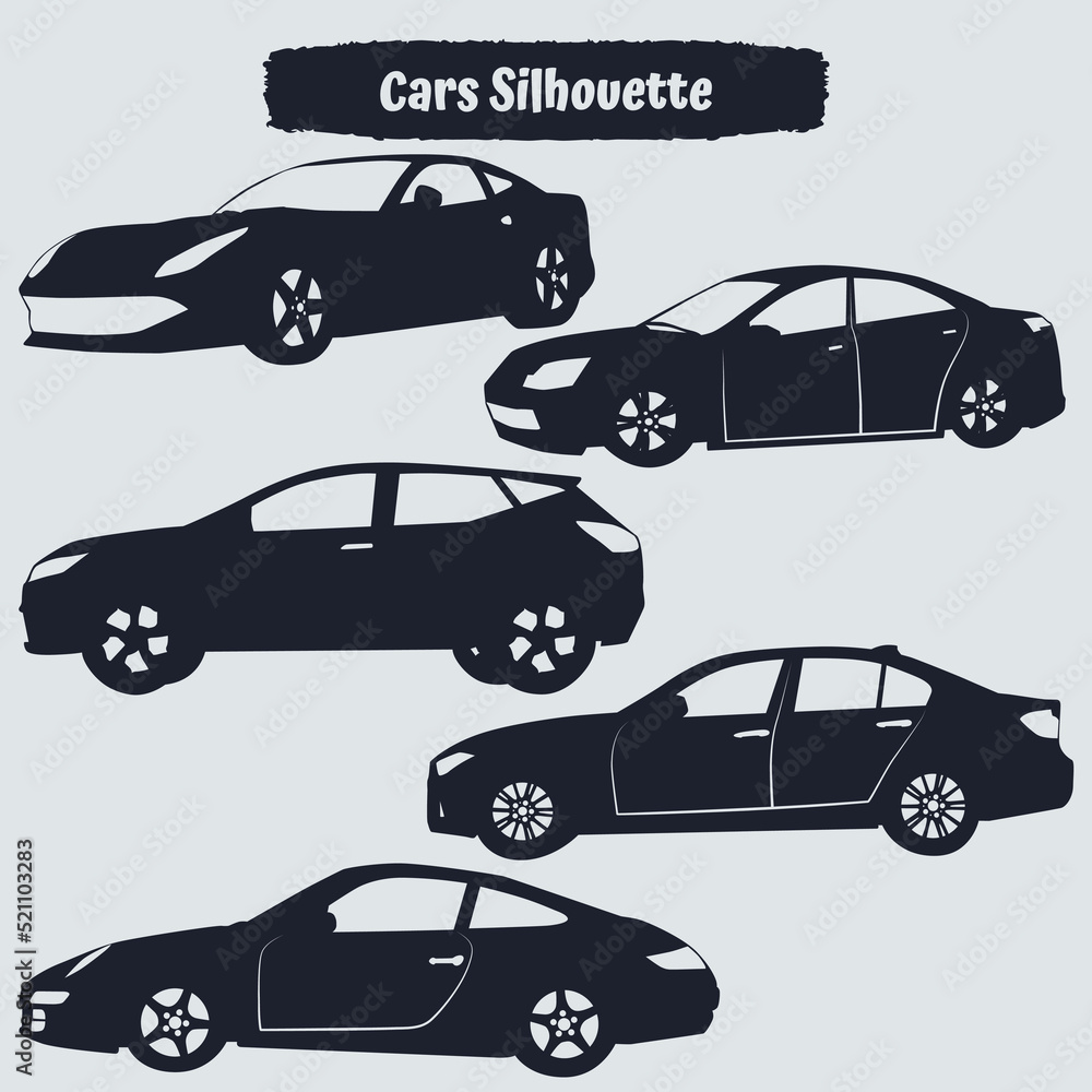 Collection of modern car silhouettes vector Stock Vector | Adobe Stock