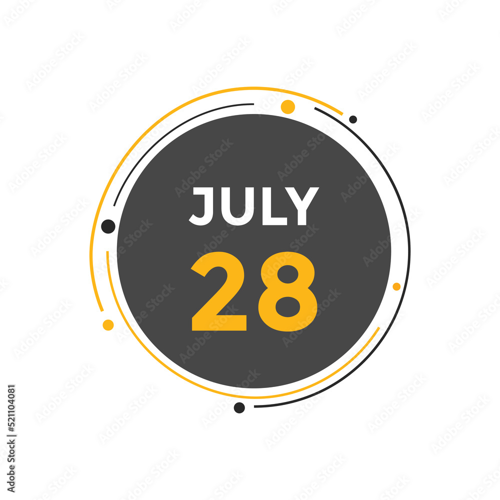 july 28 Calendar icon Design. Calendar Date 28th july. Calendar ...