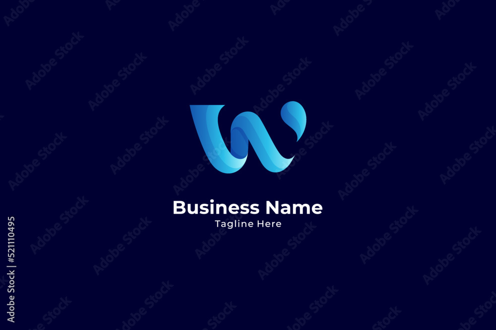 wave water splash letter W creative logo design Stock Vector | Adobe Stock