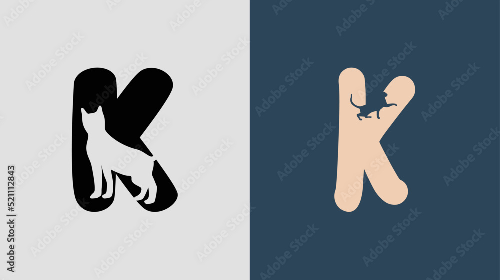Initial Letters K Cat Logo Designs Bundle. Stock Vector | Adobe Stock