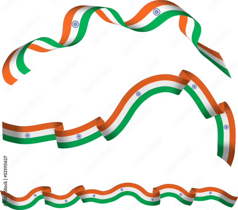 Indian flag ribbon set Stock Vector | Adobe Stock