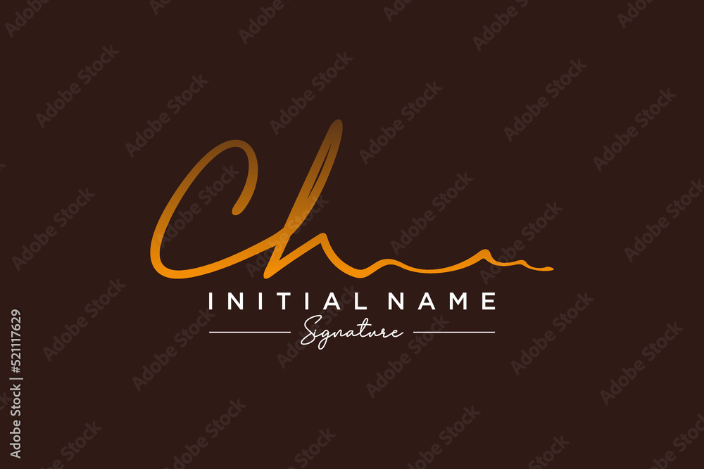Initial CH signature logo template vector. Hand drawn Calligraphy ...