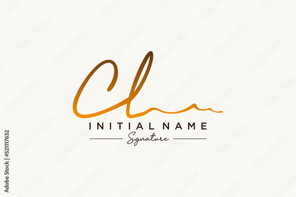 Initial CL signature logo template vector. Hand drawn Calligraphy ...