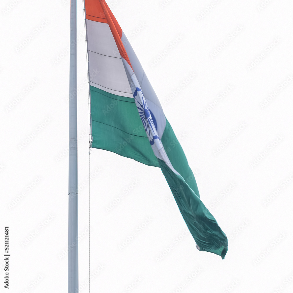 India flag flying high at Connaught Place with pride in blue sky, India ...
