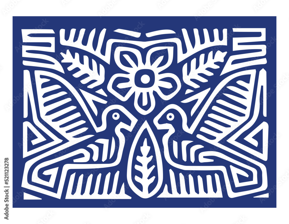 Panama Mola of Panama travel SVG vector blue Stock Vector | Adobe Stock