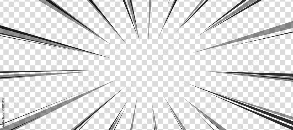 Manga comic effect on transparent background. Motion radial lines for ... Manga comic effect on transparent background. Motion radial lines for ...