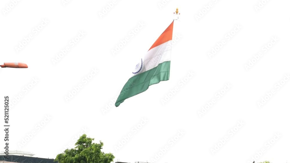 India flag flying high at Connaught Place with pride in blue sky, India ...