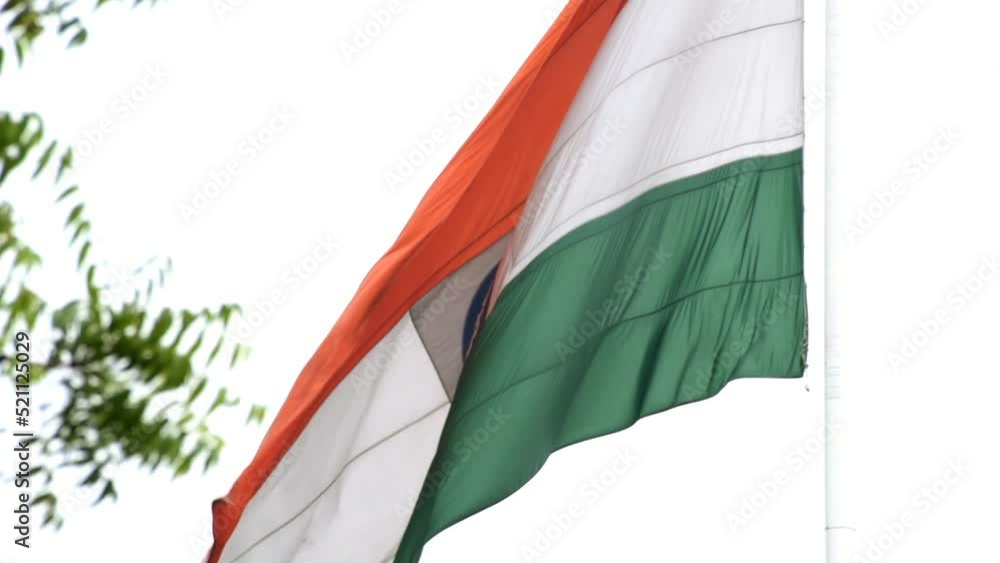 India flag flying high at Connaught Place with pride in blue sky, India ...