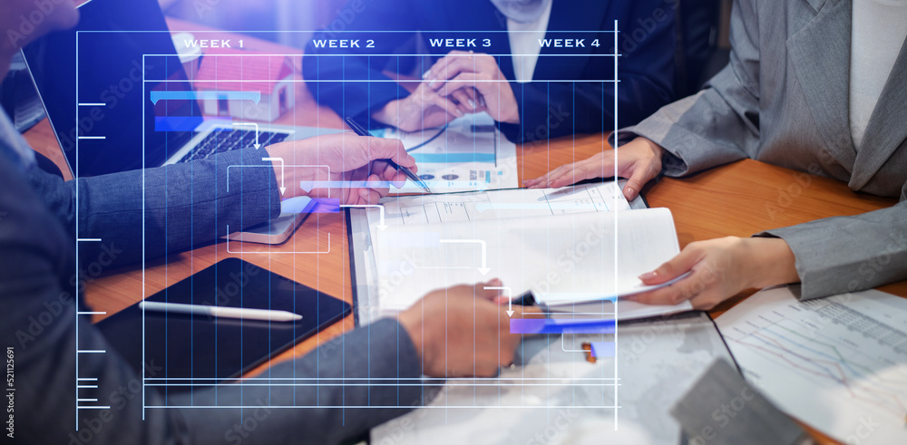 Fotografia do Stock: Project manager working and update tasks with ...