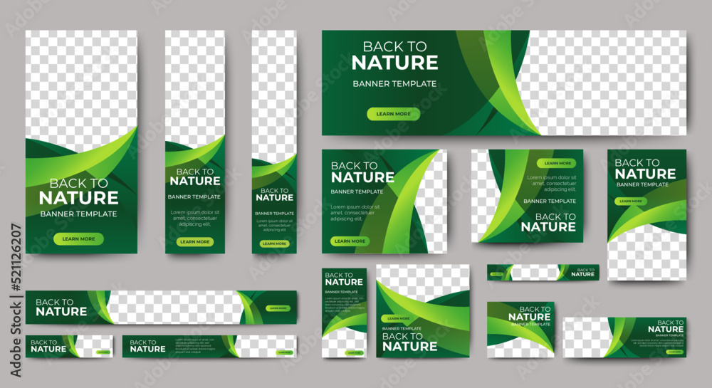 Nature banner design web template Set, Horizontal header web banner ...