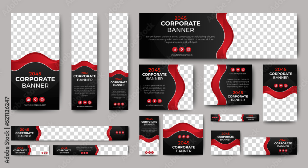 set of corporate web banners of standard size with a place for photos ...