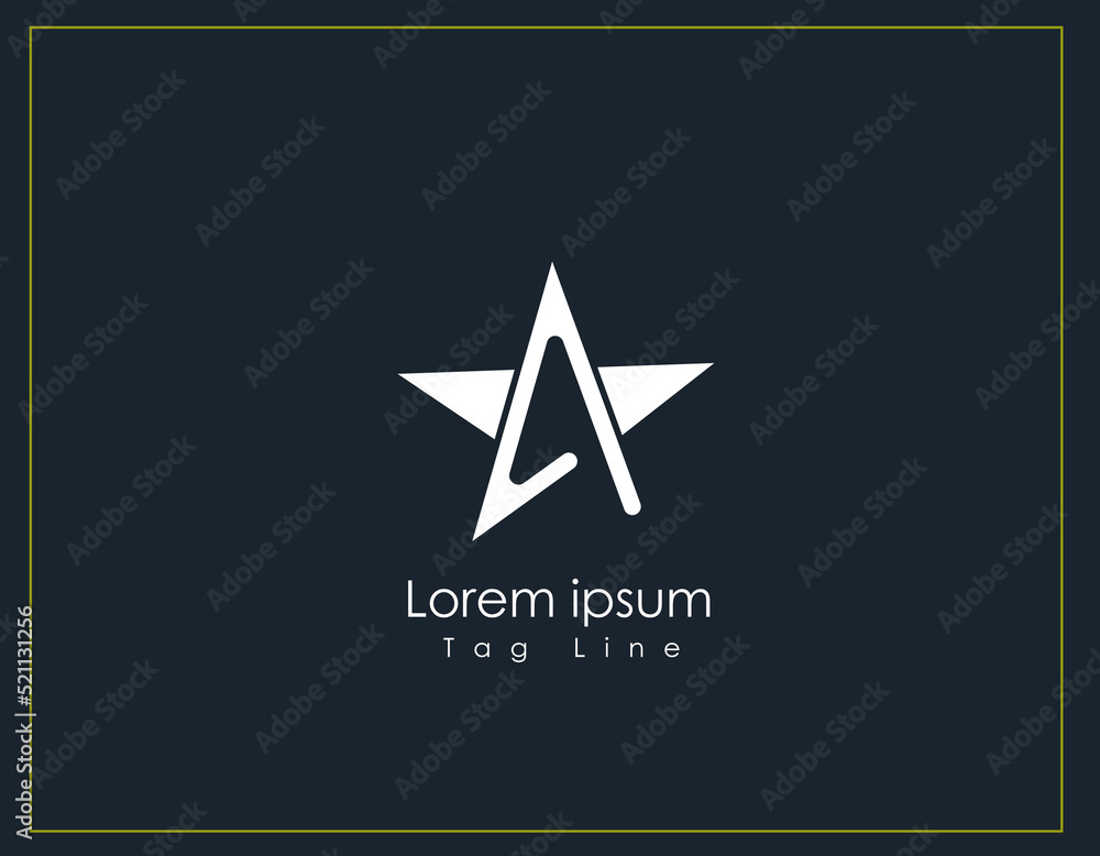 ICONIC LOGO DESIGN WITH LETTER A AND STAR ilustração do Stock | Adobe Stock