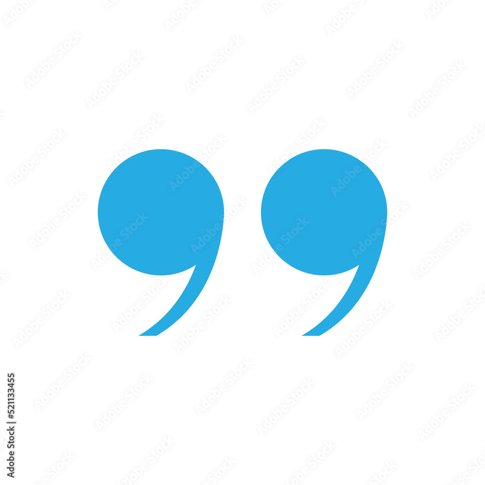 eps10 blue vector quotation mark icon isolated on white background ...