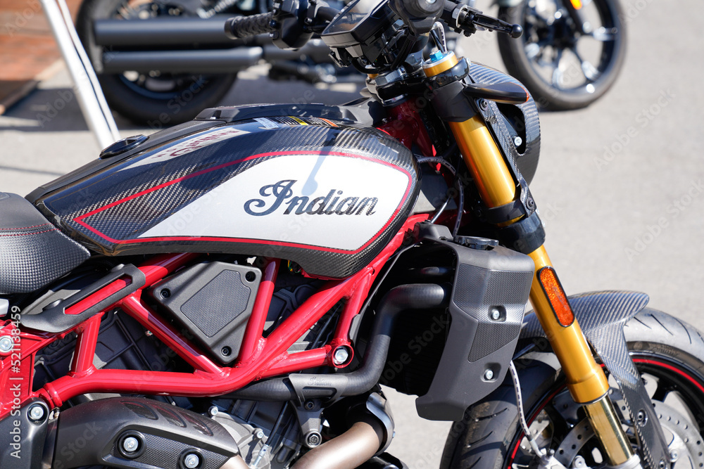Indian FTR 1200 S motorcycle logo text detail racing American brand ...