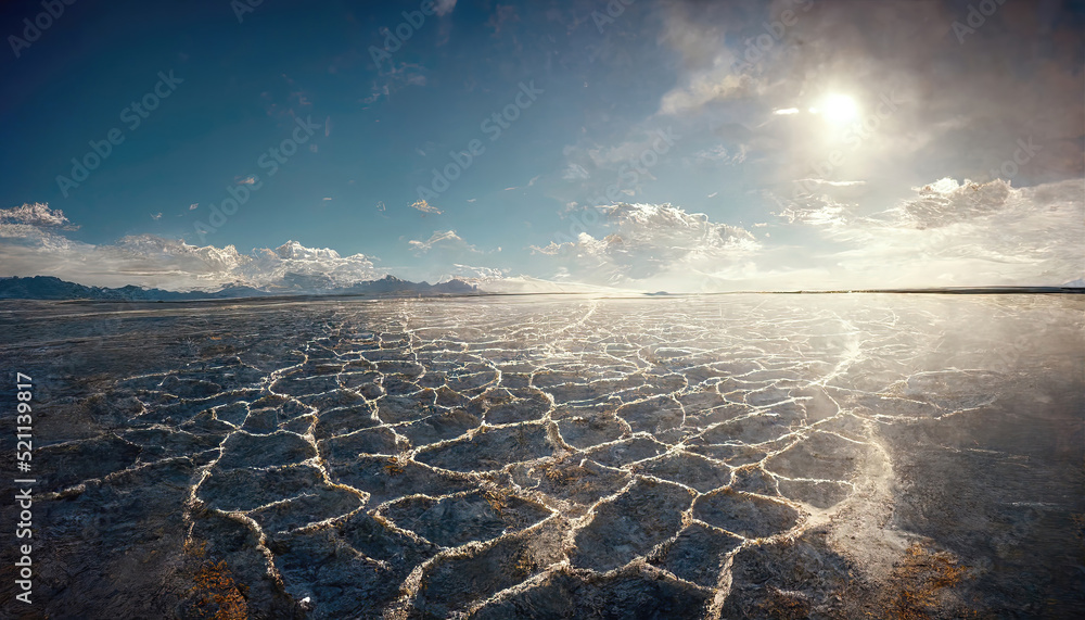 Beautiful landscape of salt flats Stock-Illustration | Adobe Stock