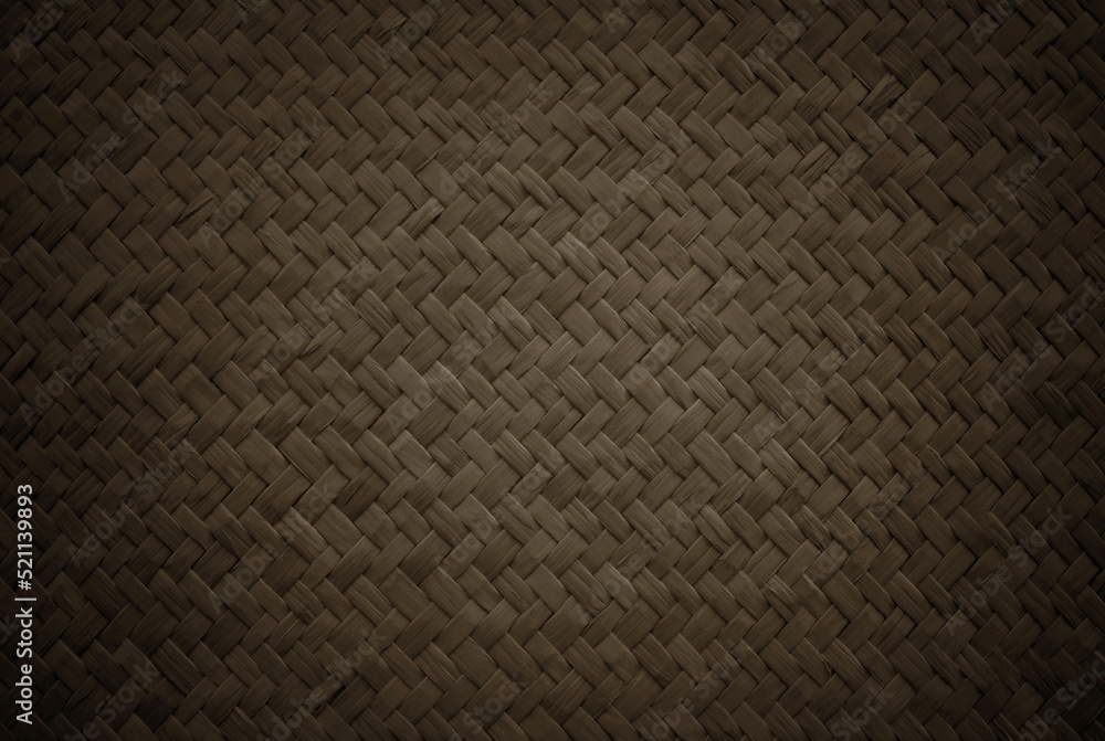 Old dark brown reed weaving mat texture background, pattern of woven ...