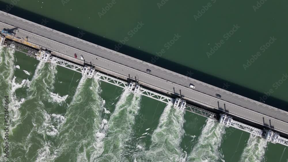 circular drone images above the water locks on the delta works in dutch ...