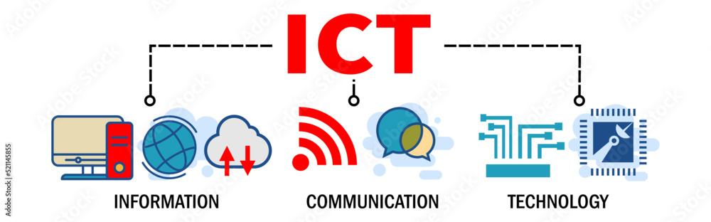 ICT Banner. information communication technology. ICT Vector ...