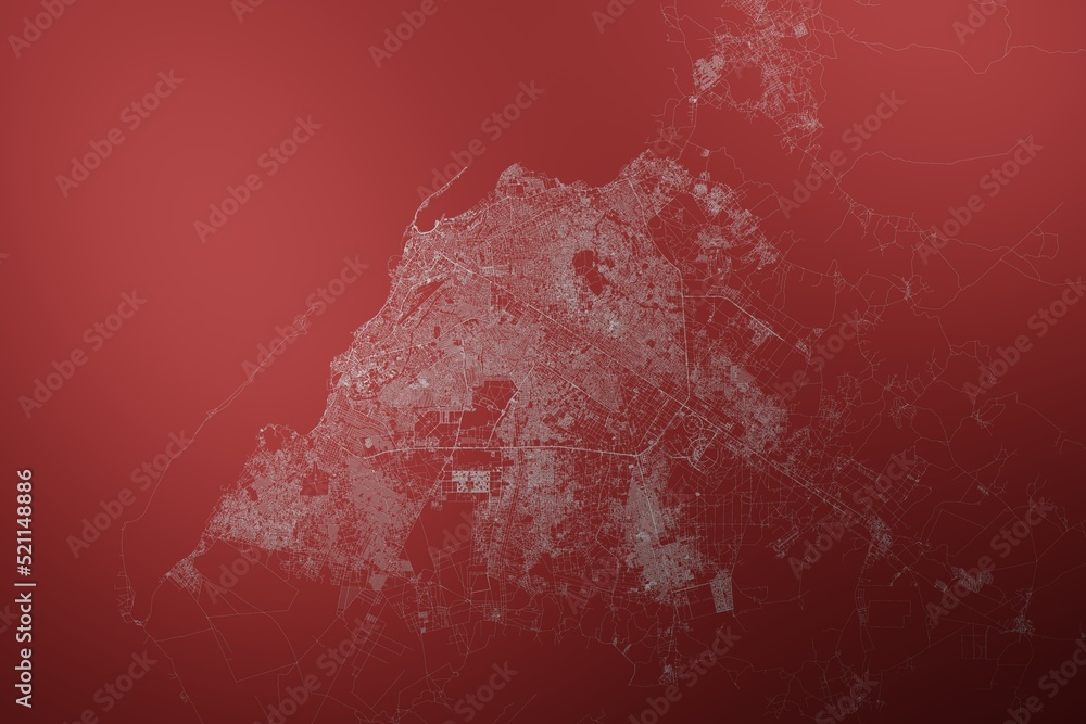 Map of the streets of Luanda (Angola) made with white lines on abstract ...