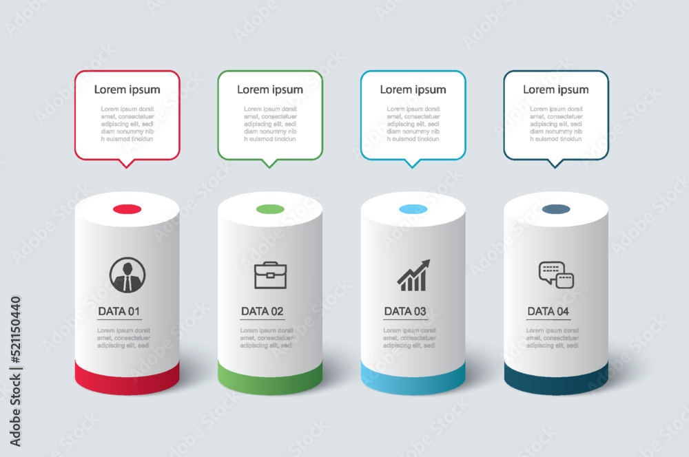 Poster Infographics cylinder timeline with 4 number data template ...
