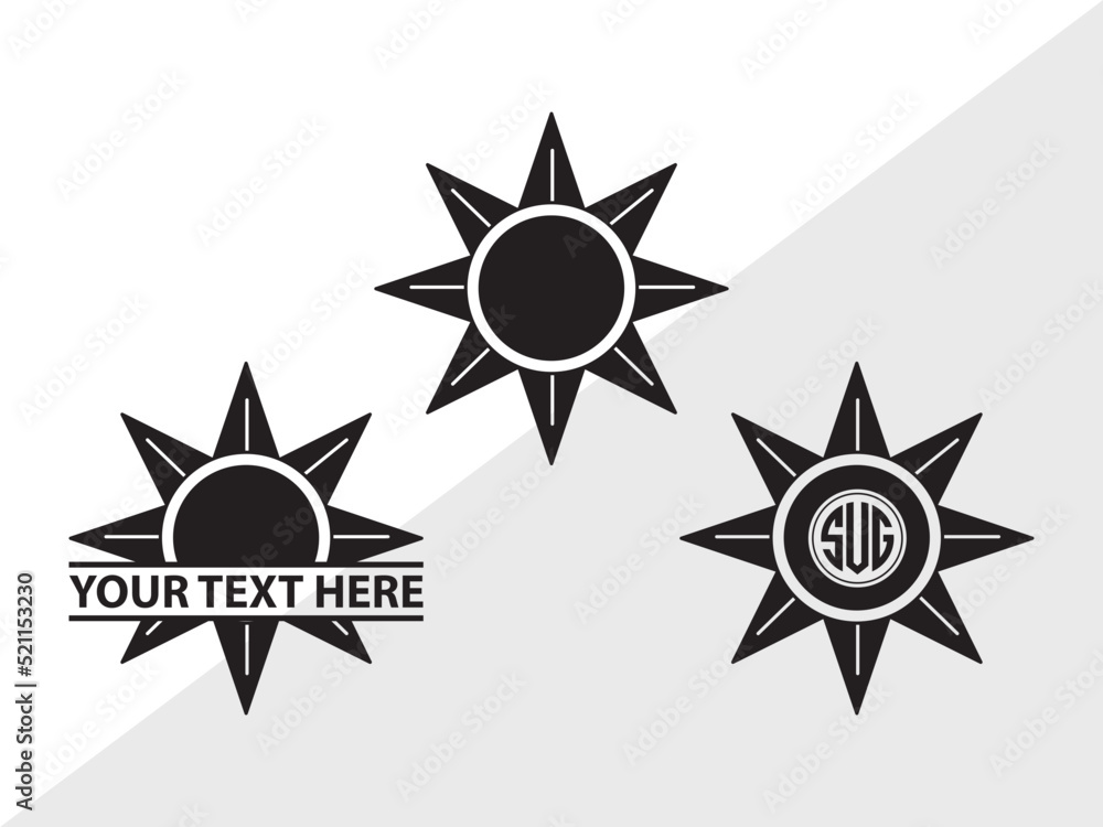 Sun Monogram SVG | Cute Sun Svg | Sunshine Svg | Sun Light Svg | Sun ...