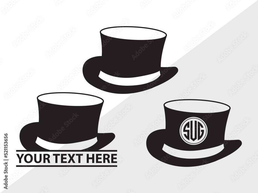 Top Hat Monogram SVG | Cowboy Hat Svg | Party Hat Svg | Woman Hat Svg ...