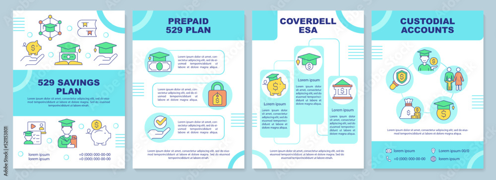 Saving for college accounts blue brochure template. Budget. Leaflet ...