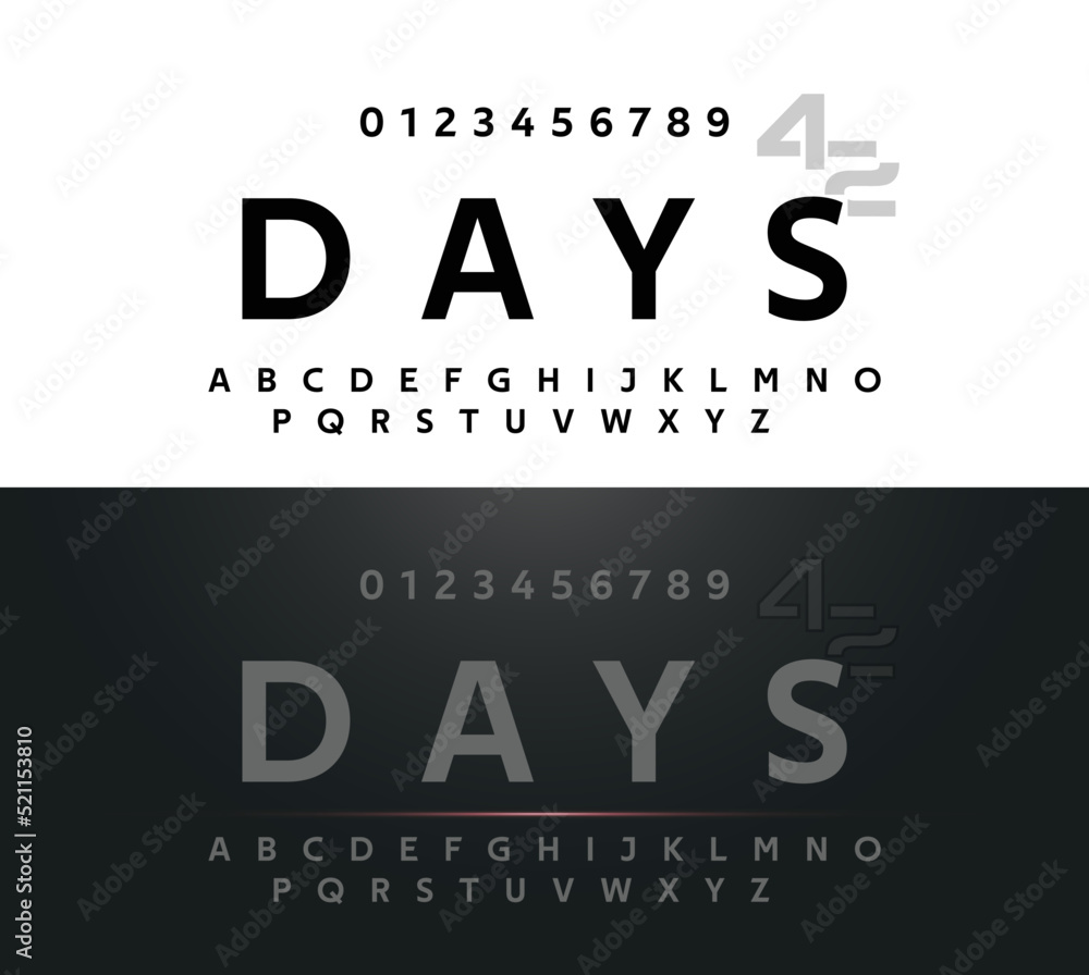 DAYS Sports minimal tech font letter set. Luxury vector typeface for ...