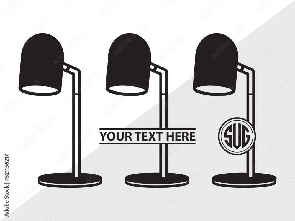 Desk Lamp Monogram SVG, Table Lamp Svg, Lamp Svg, Reading Lamp Svg ...