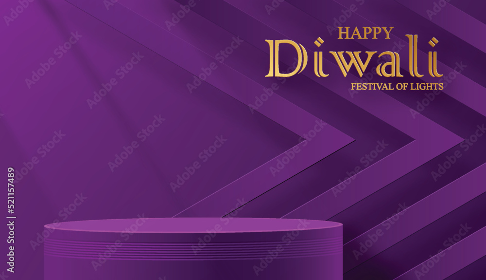 Diwali or Deepavali 3d Podium round stage style for the Indian festival ...
