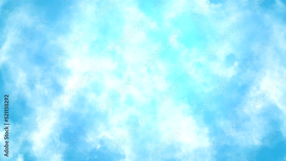 blue sky with clouds watercolor hand drawn premium video background. 4K ...