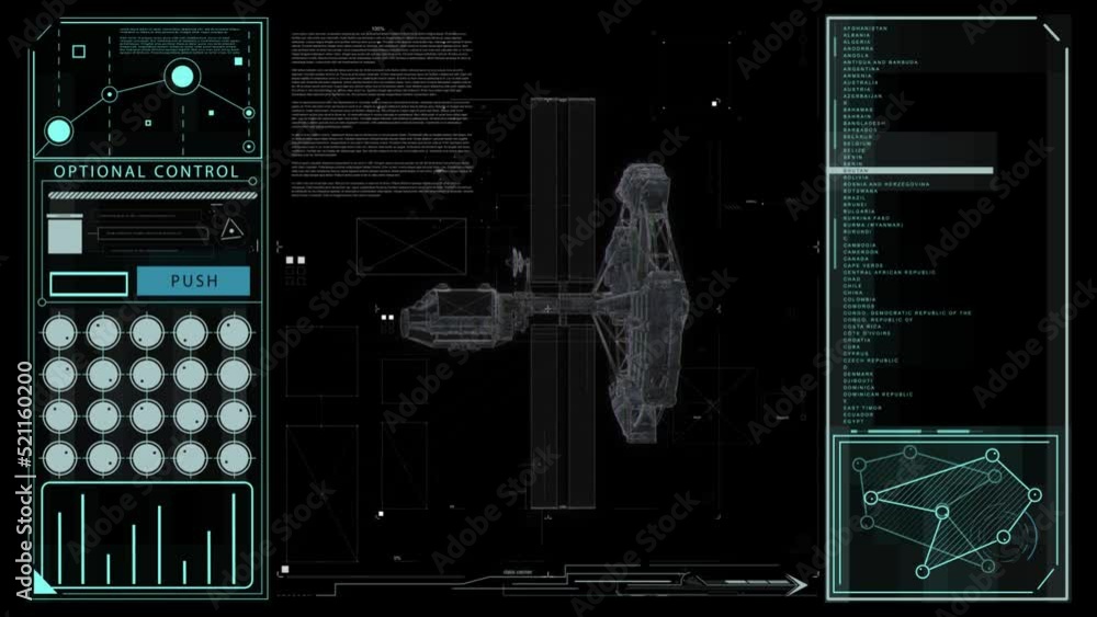 Spaceship HUD Display Data, 4K. Infographic high tech screen with ...