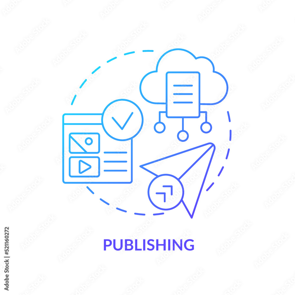 Publishing blue gradient concept icon. Content management system ...