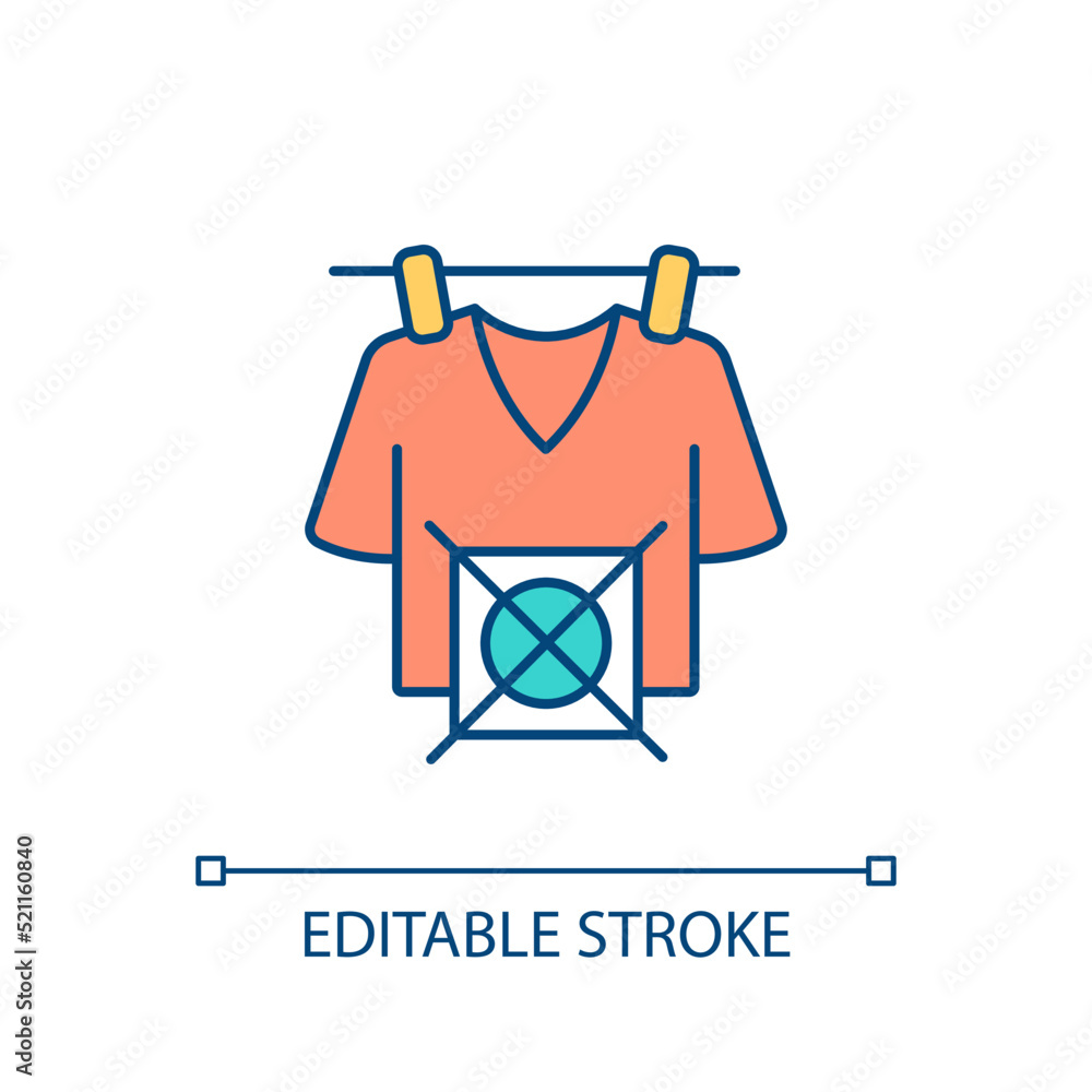 Do not tumble dry RGB color icon. Tshirt and laundry symbol. Careful clothes washing. Household ...