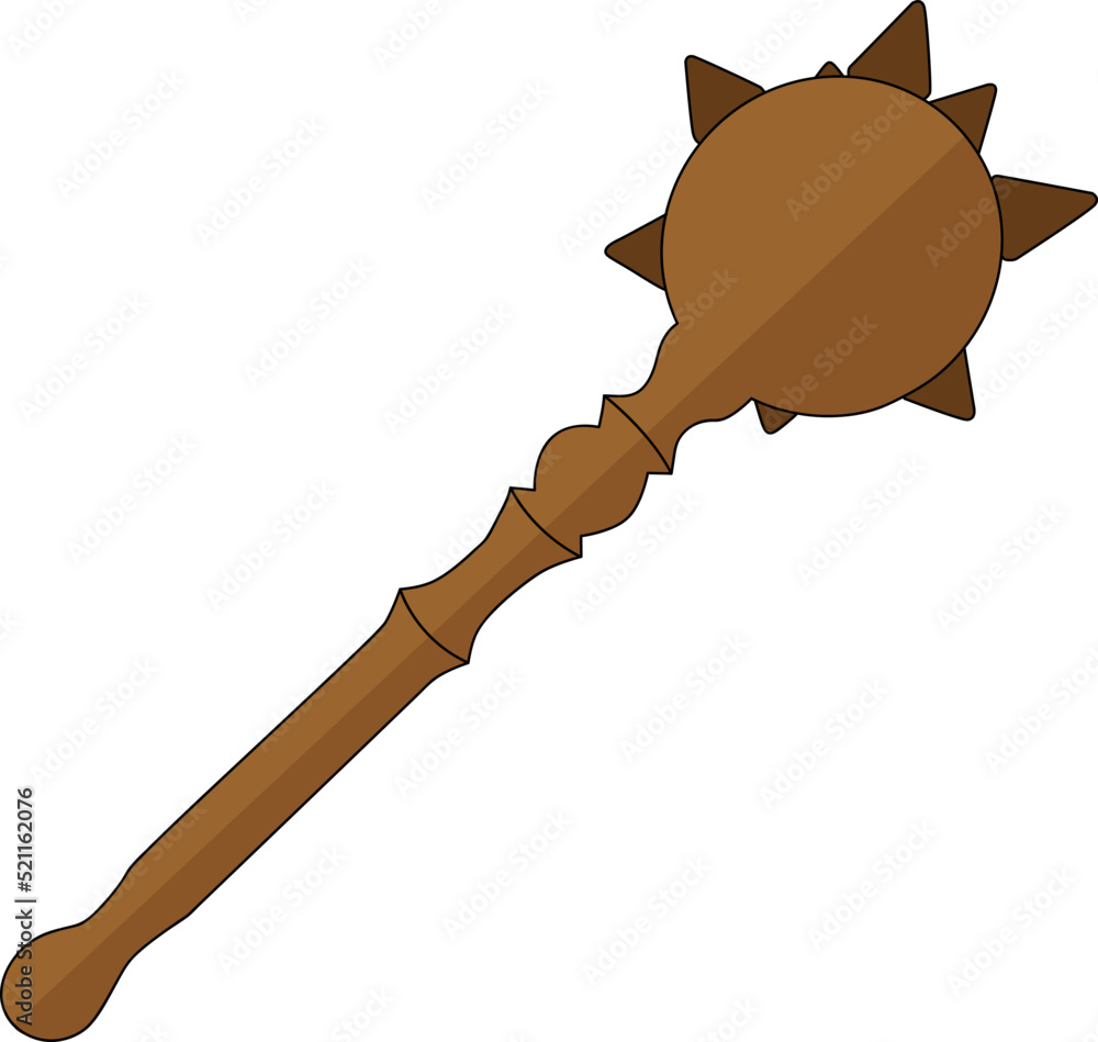 Vector detailed image of a mace - an ancient Ukrainian weapon of the ...